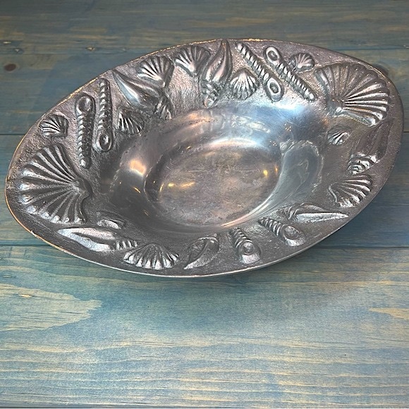 Kitchen | Vintage Seashell Oval Pewter Bowl | Poshmark